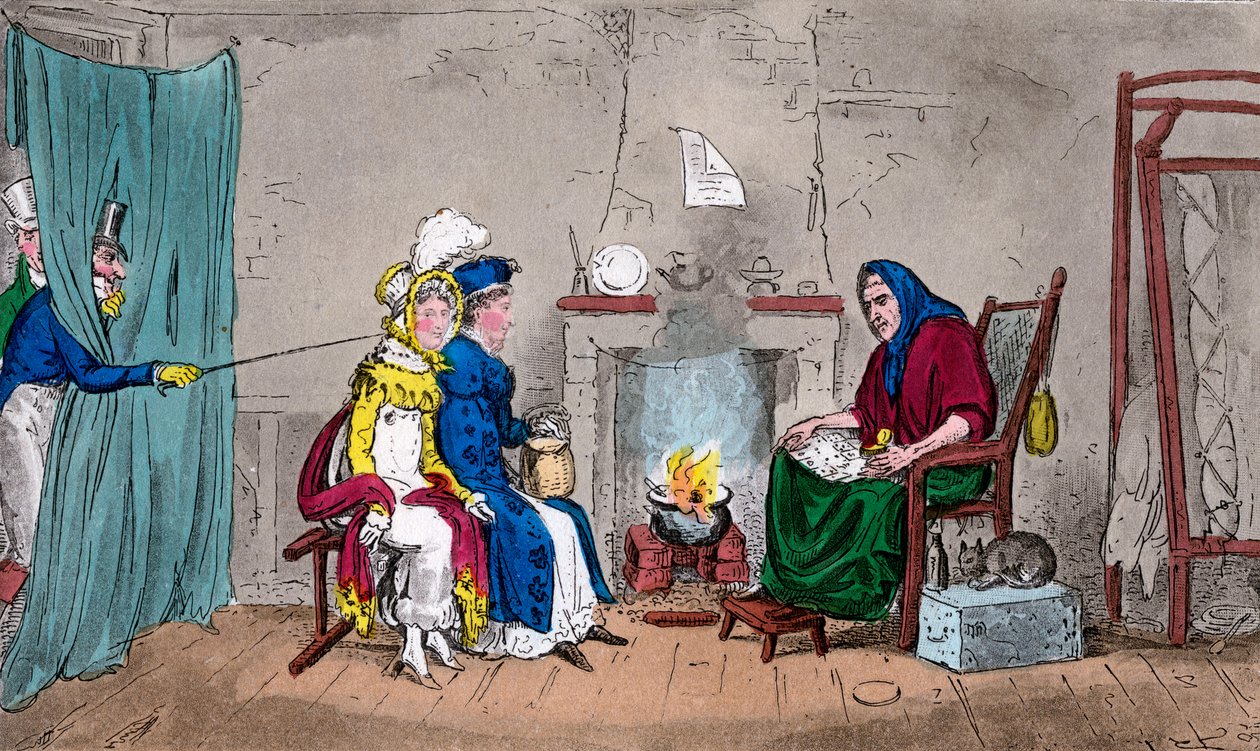 Tom and Jerry, catching Kate and Sue on the fly, having their fortunes told, 19th century