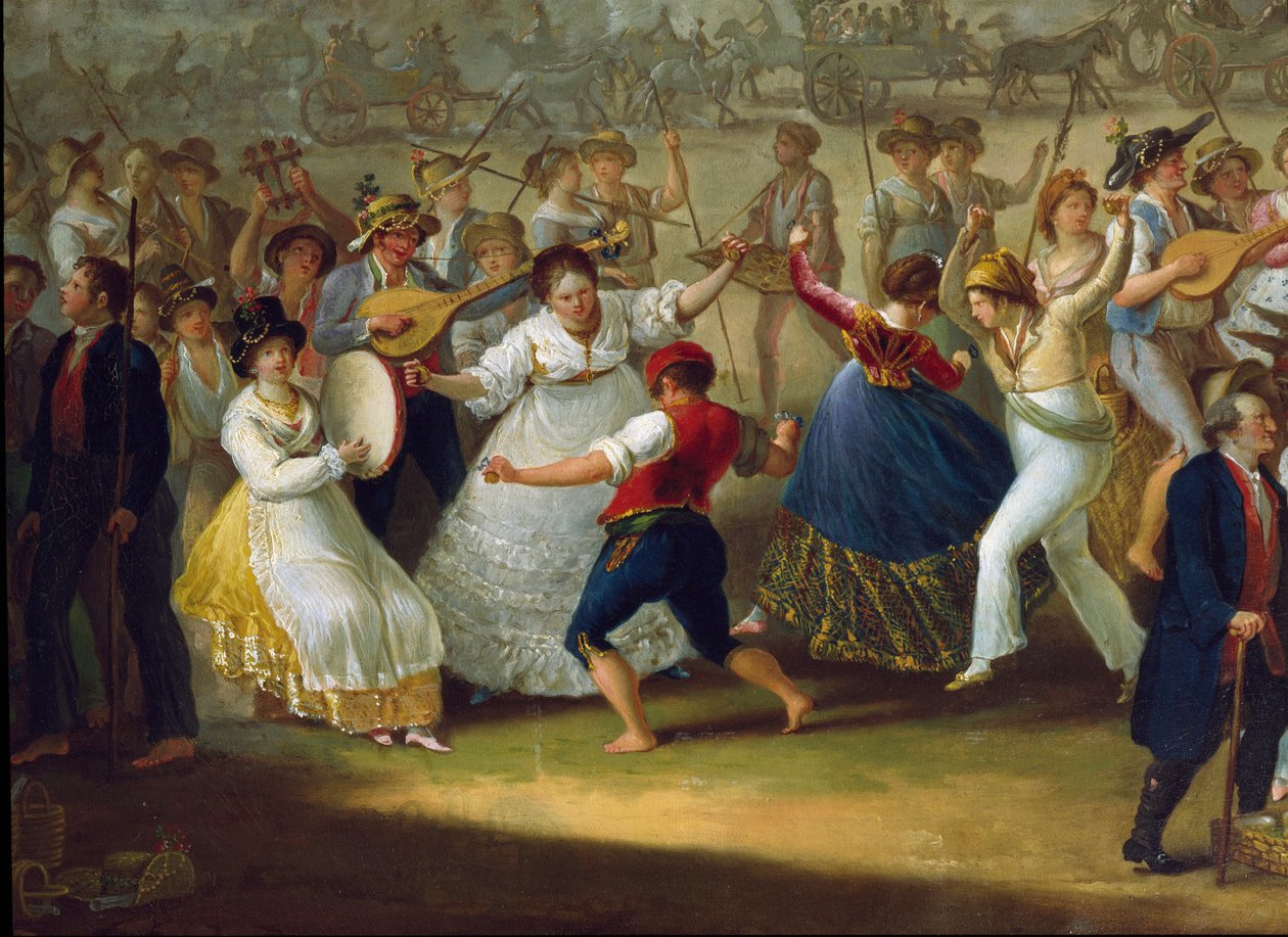 Dance Scene and Popular Party in Naples. Dancers of Tarantella ...