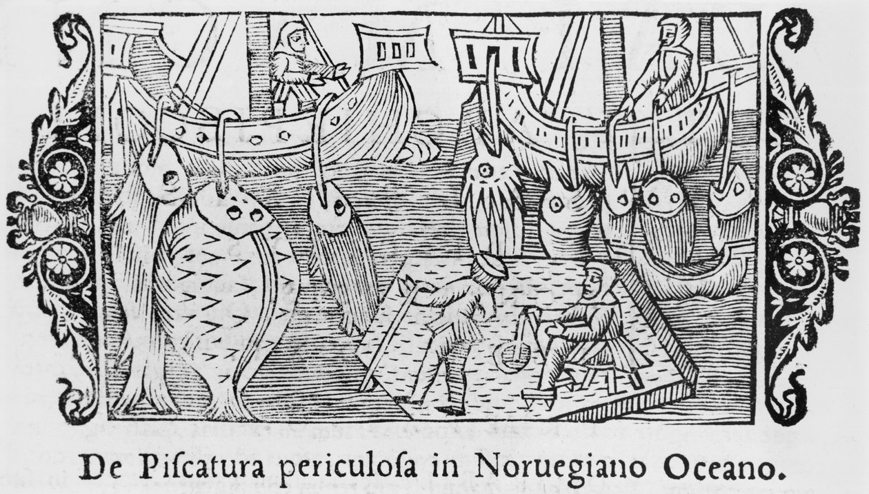 Fishing in the Norwegian Ocean (illustration from Historia de Gentibus ...