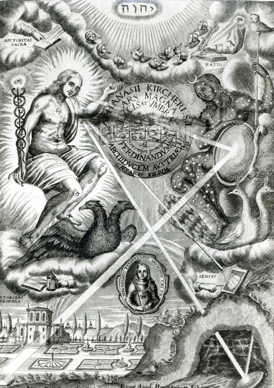 Frontispiece of Ars Magna Lucis et Umbrae, by Athanasius Kircher, Rome ...