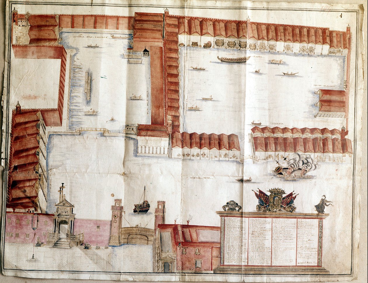 Map of the Venice Arsenal in 1580 by Italian School