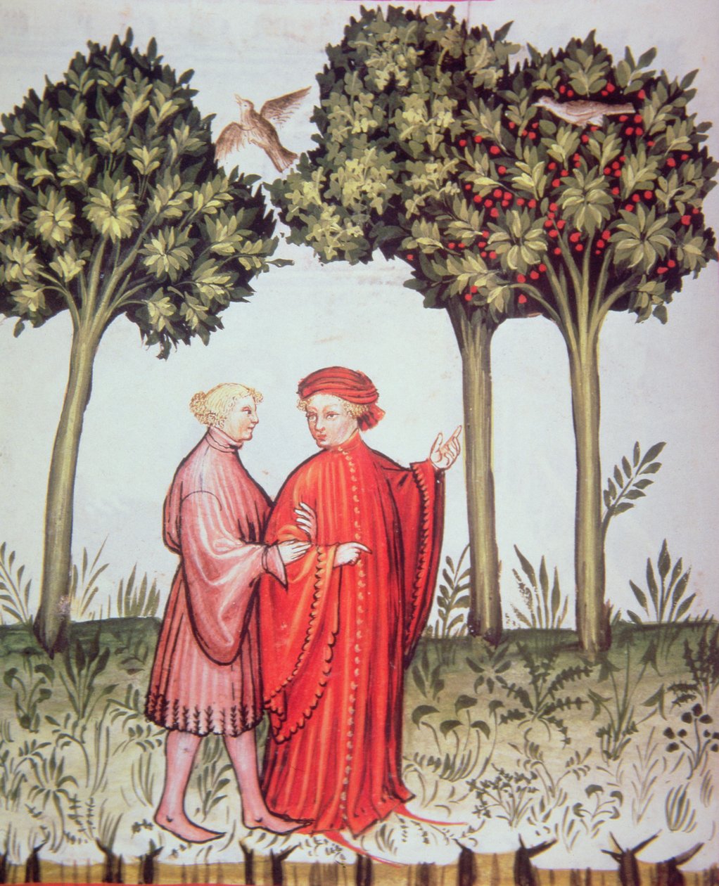 Two Friends Out for a Walk Together, from Tacuinum Sanitatis Codex ...