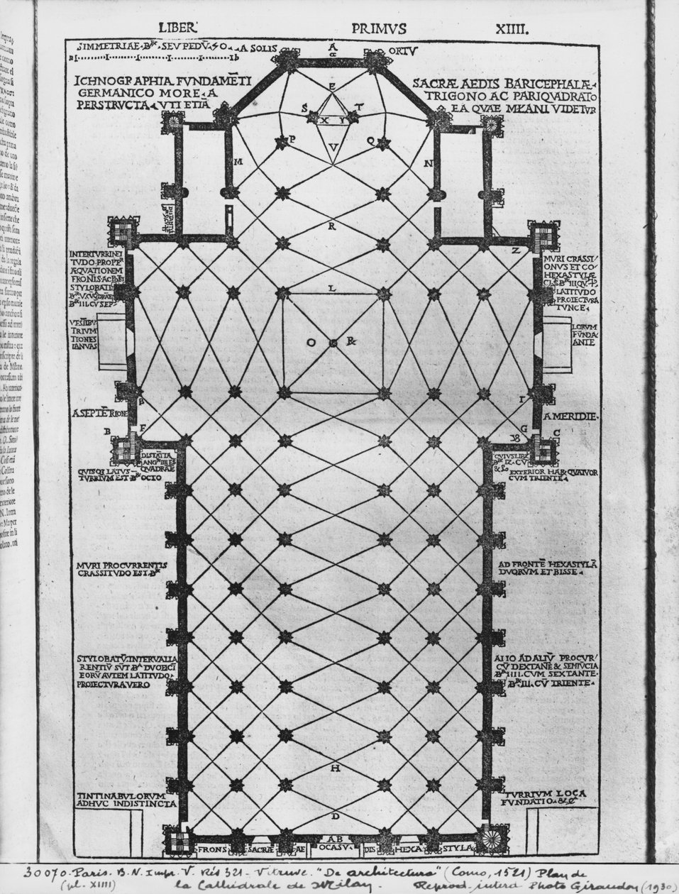 Plan of Milan Cathedral, illustration from De Architectura by Vitruvius ...
