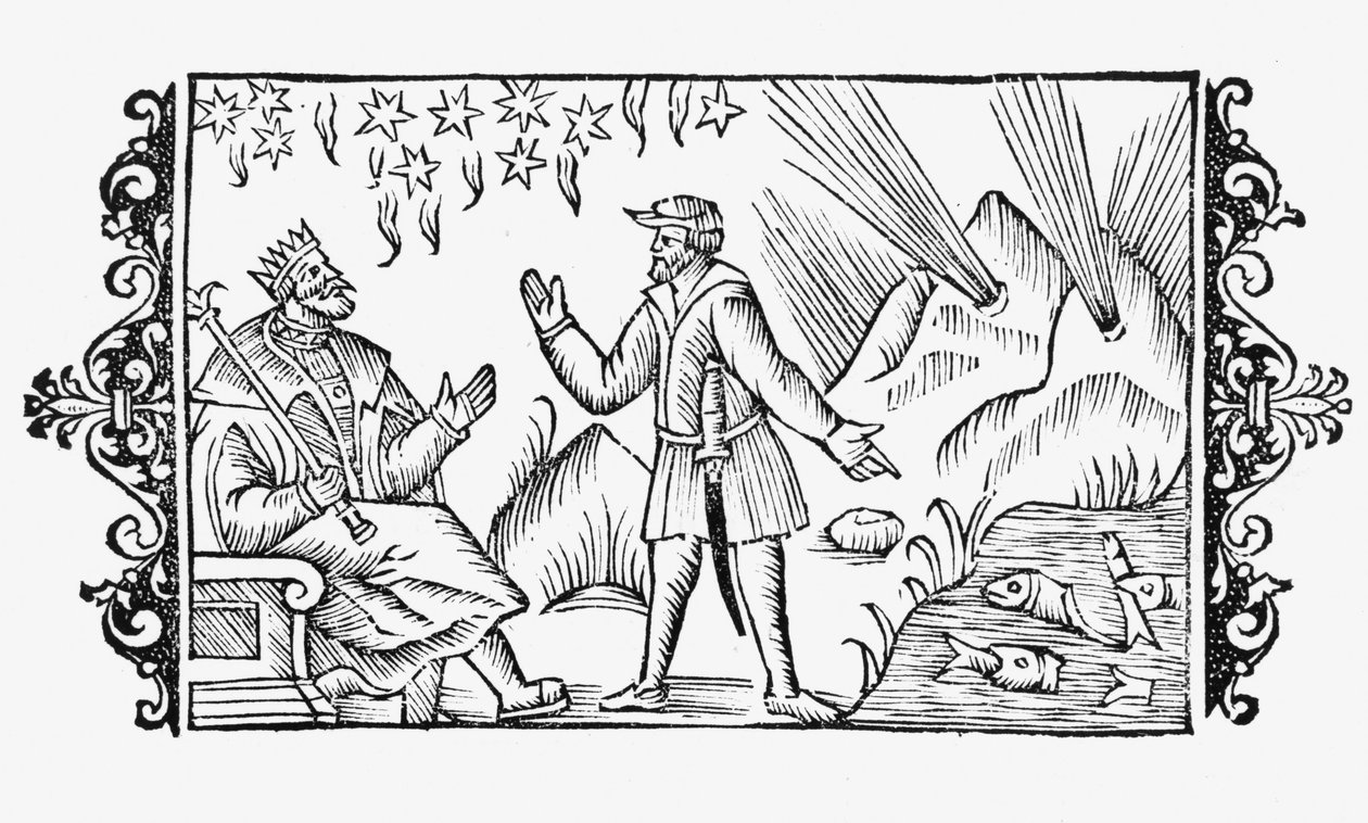 Scene of Divination (illustration from Historia de Gentibus ...