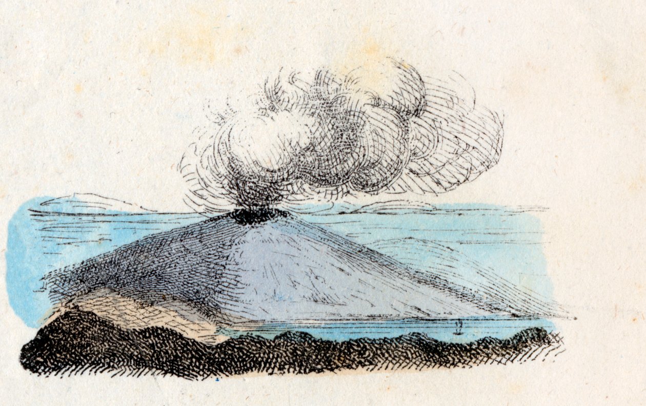 Steaming or resting volcano by Italian School