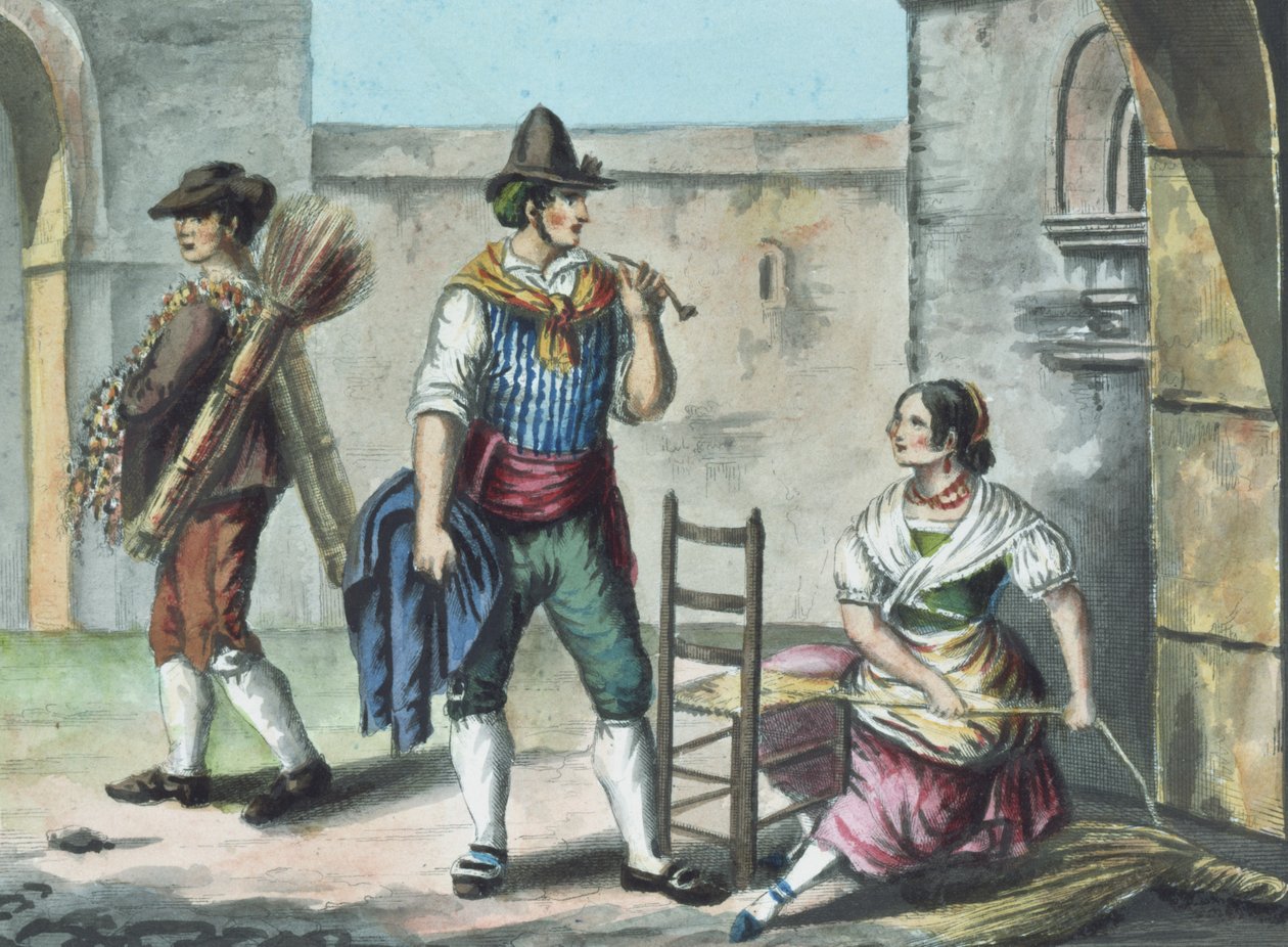 Straw chair maker by Italian School: Buy fine art print