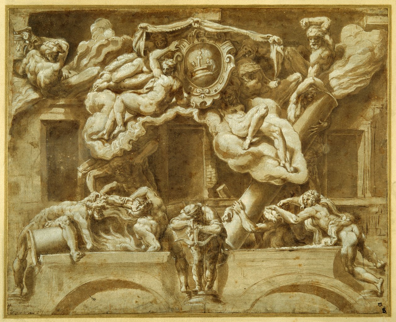 The facade of Casa Orsi, after Lelio Orsi by Italian School