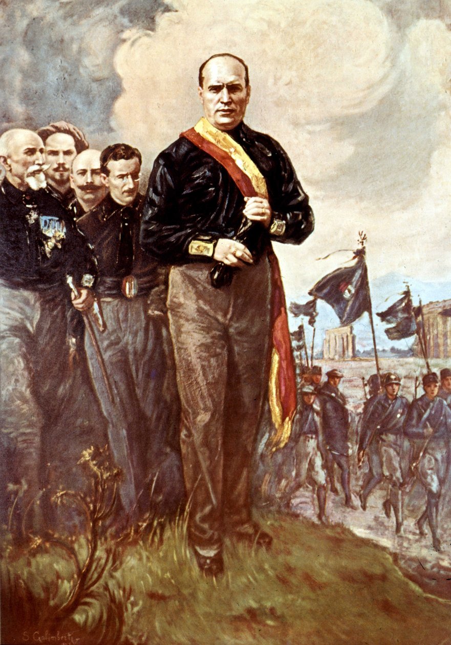 The march on Rome: Benito Mussolini walking towards Rome surrounds ...