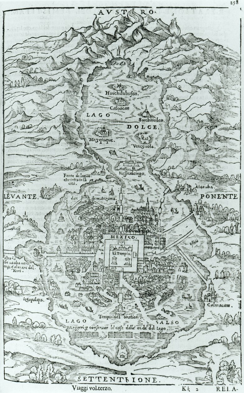 View from the North of the Aztec City of Tenochtitlan, from Relatione ...