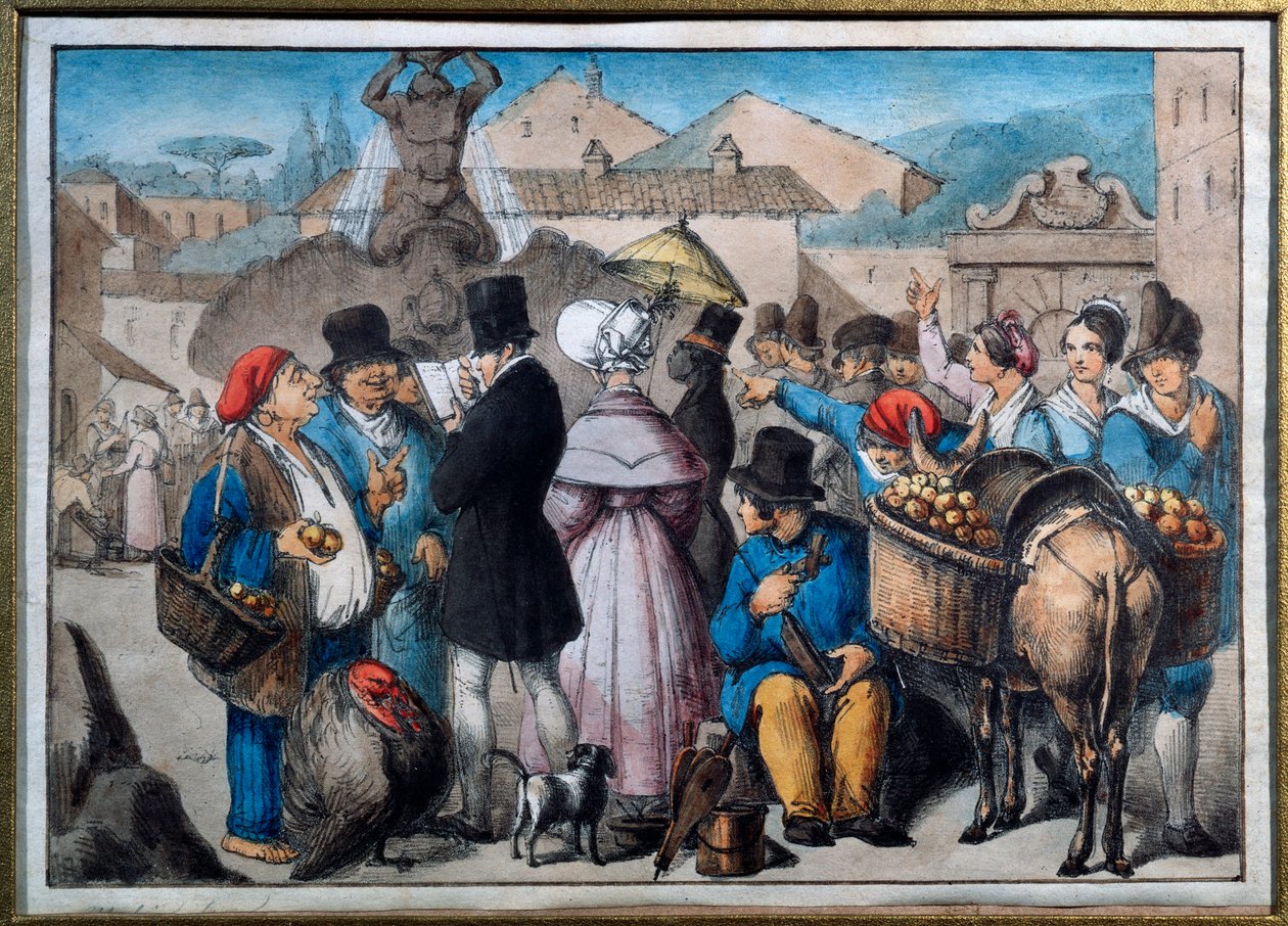 Walking Scene in Rome by Italian School: Fine art print