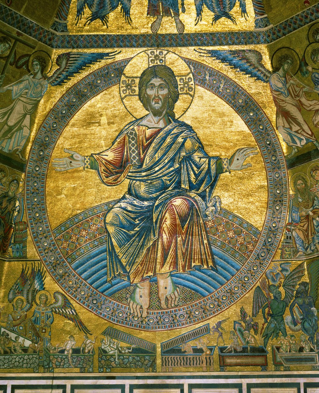 Christ Pantocrator in the Mandorla from the Cupola of the Baptistery ...