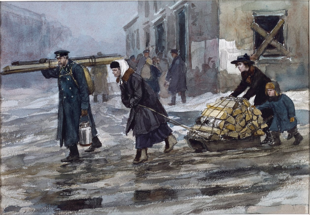 A Family of an Engineer Dragging Home Some Fuel by Vladimirov, Ivan ...
