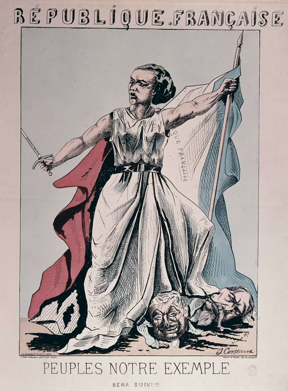 Personification of the French Republic as Louise Michel trampling on ...