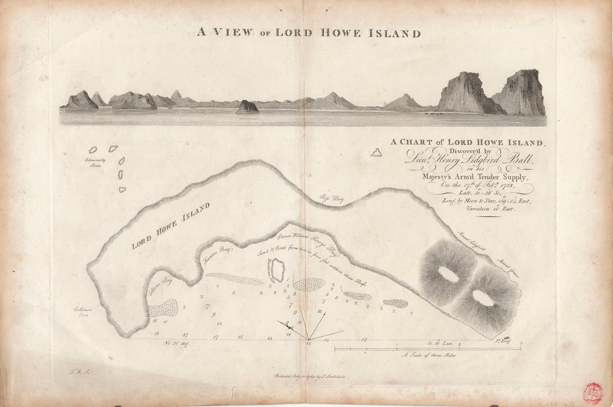 A chart of Lord Howe Island by J. Stockdale
