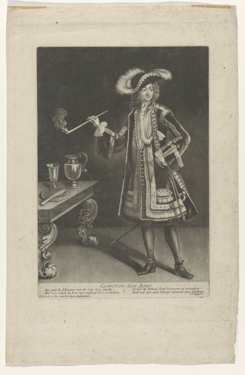 Portrait of Captain Jan Bart, Standing with Pipe