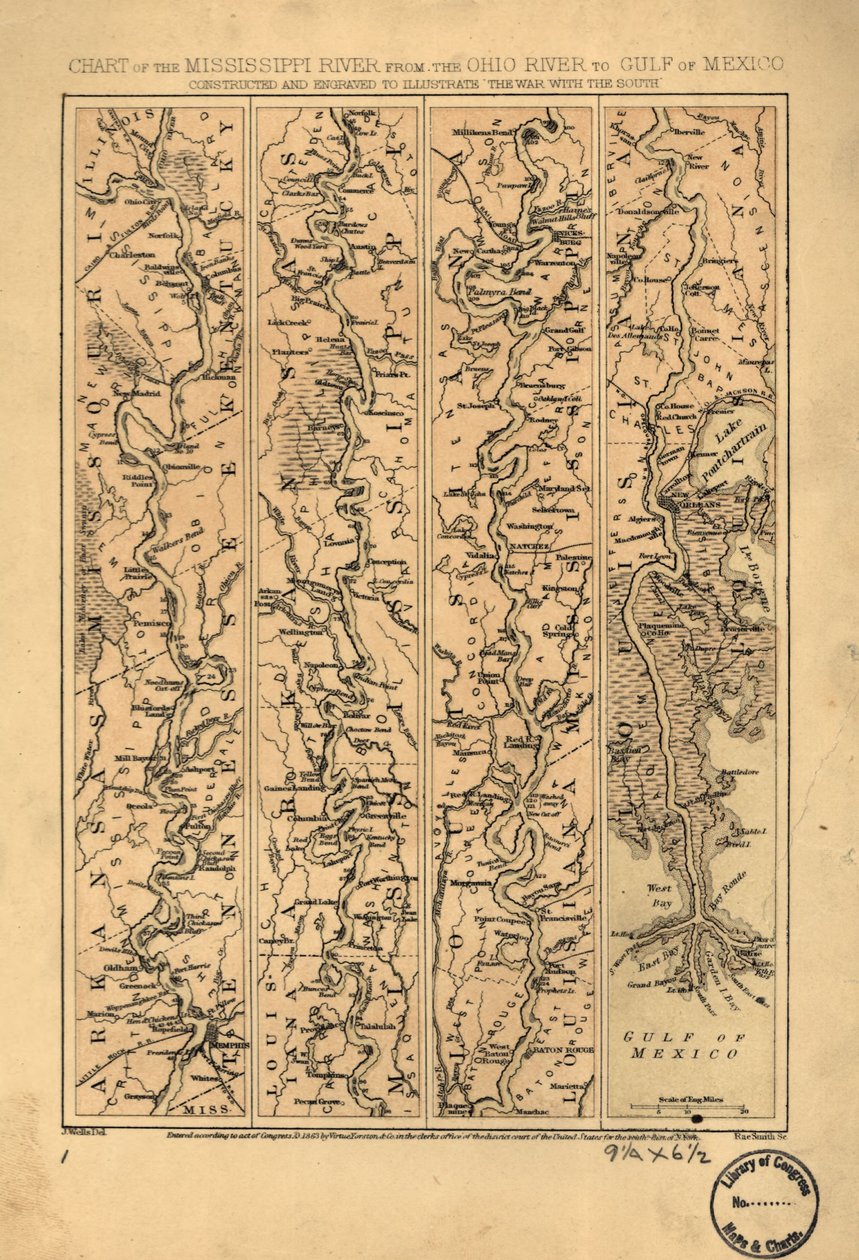 Chart of the Mississippi River from the Ohio River to Gulf of Mexico