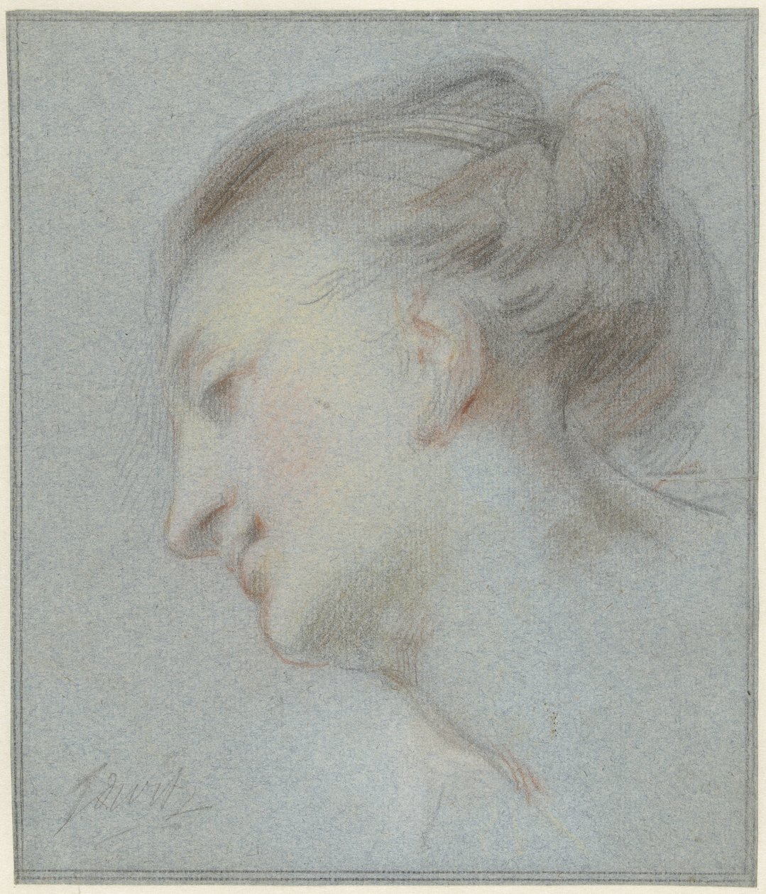 Woman's Head, Left in Profile, Looking Downwards