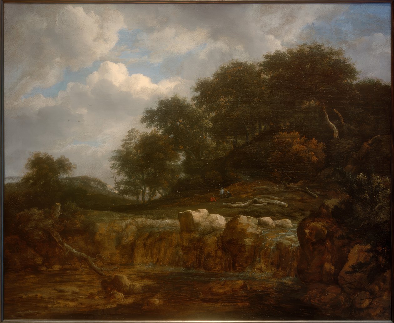 Waterfall in Hilly Forest Landscape by Jacob van Ruisdael