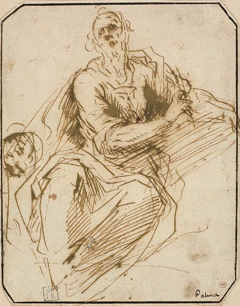 Study for St. Mark; Sketch of Half-length Male Figure, Looking Upwards to Right