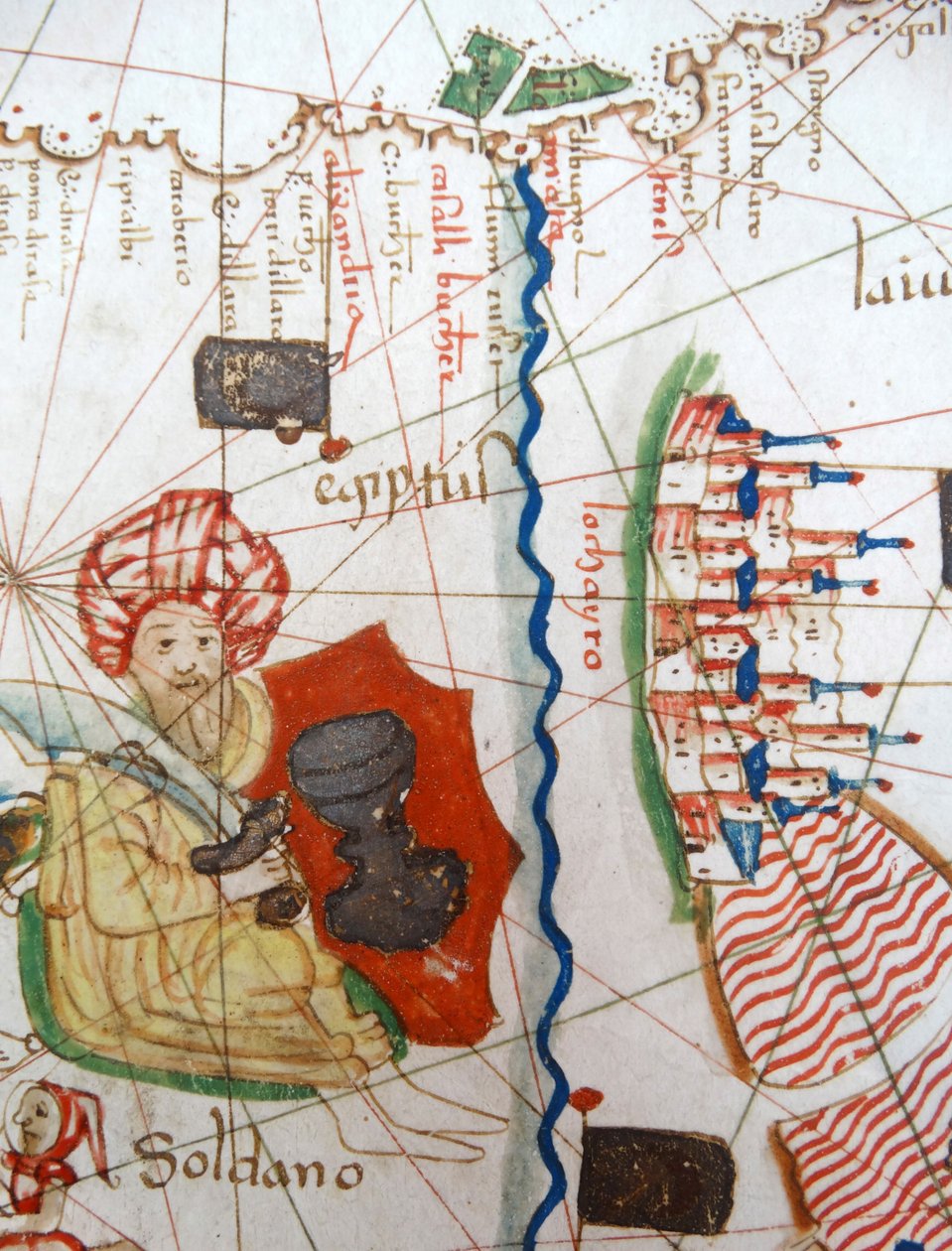 Egypt and the Red Sea (detail) from a Renaissance map of Europe, 1528