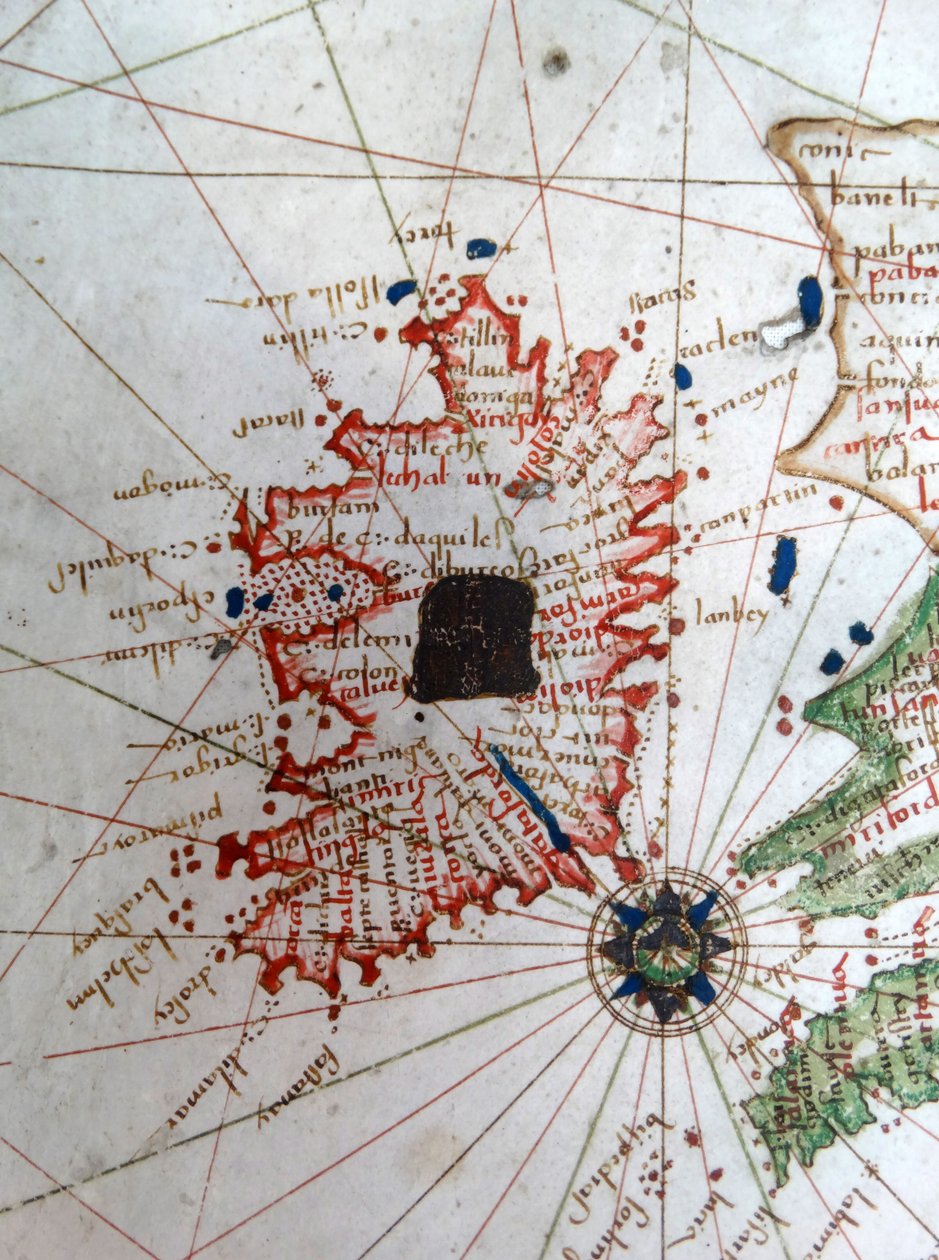 Ireland (detail) from a Renaissance map of Europe, 1528