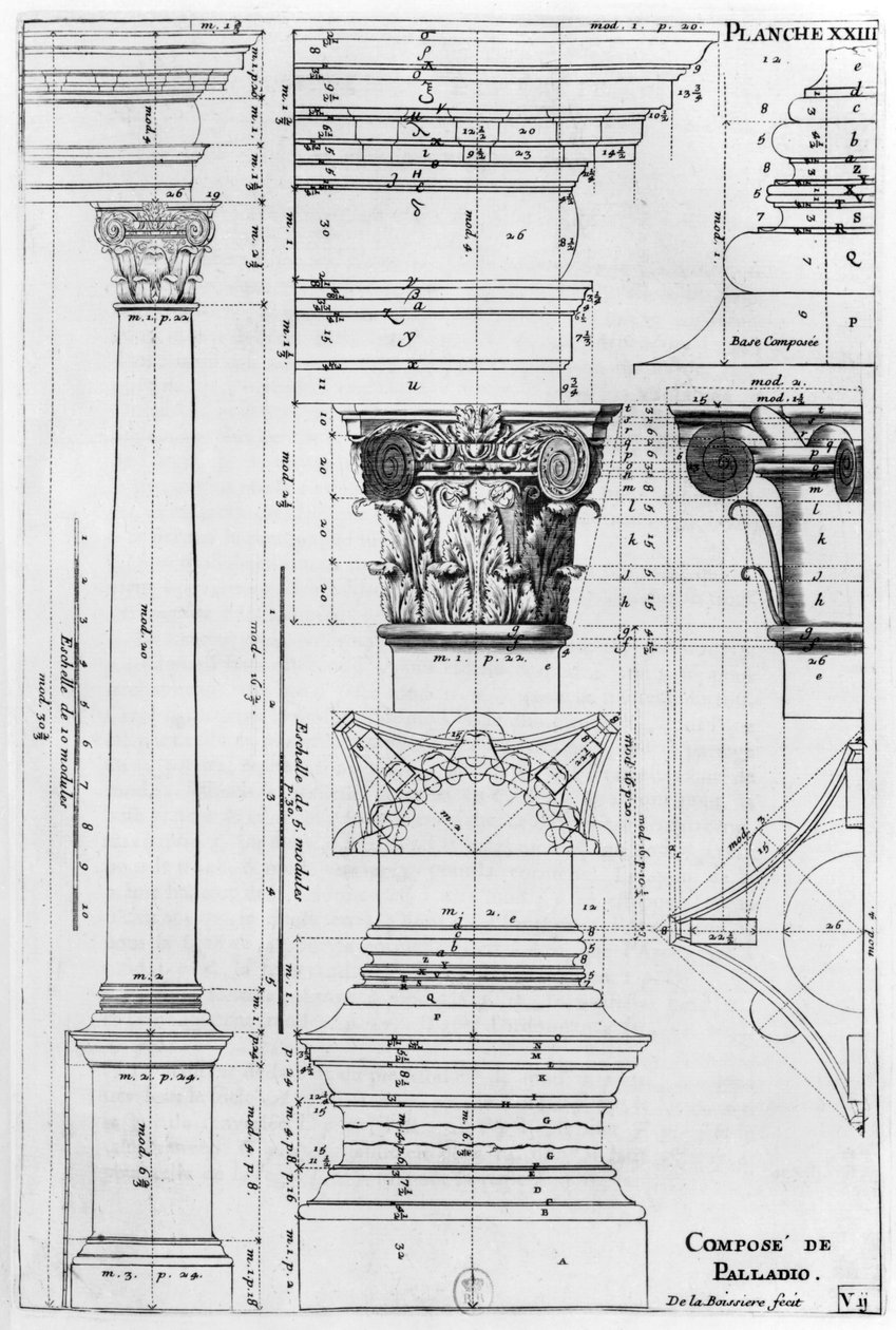 Section and Elevation of a Composite Column Designed by Andrea Palladio ...