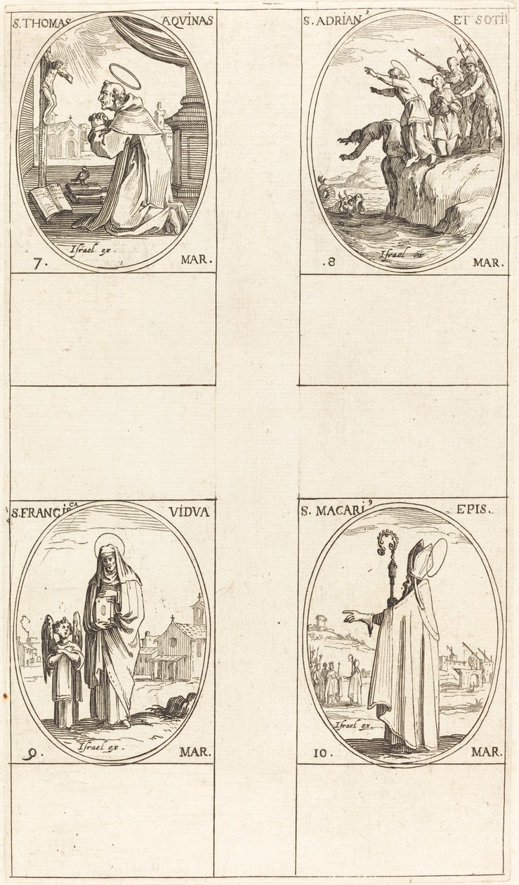 St. Thomas Aquinas; St. Adrian and Companions; St. Frances; St. Macari