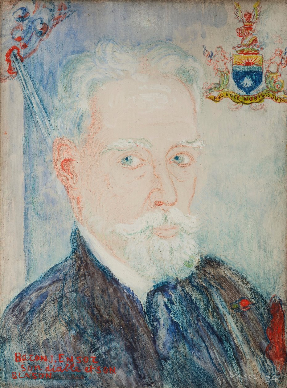 Self Portrait of Baron James Ensor, His Devil and Coat of Arms