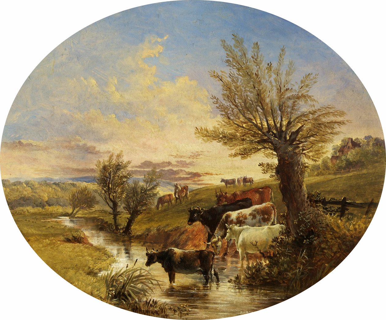 Landscape with Stream and Cattle by James Flewitt Mullock