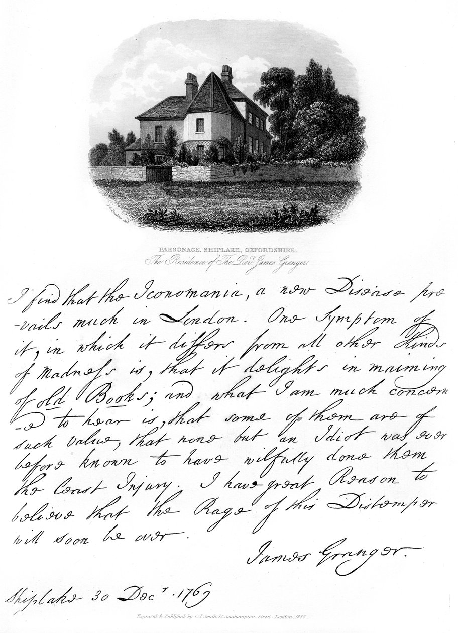 A letter from Reverend James Granger, and a view of his residence at ...