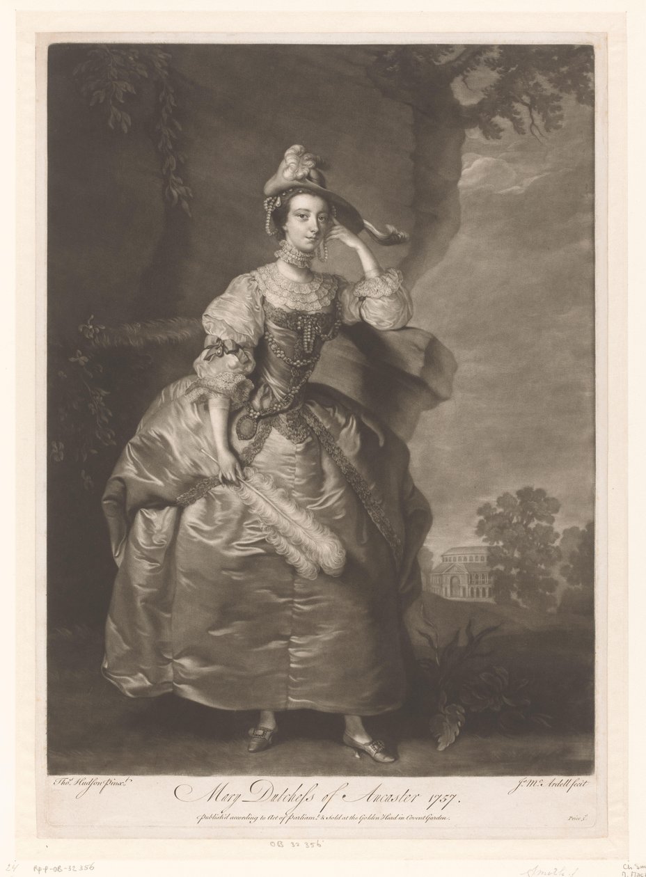 Portrait of Mary Bertie by James McArdell: Fine art print