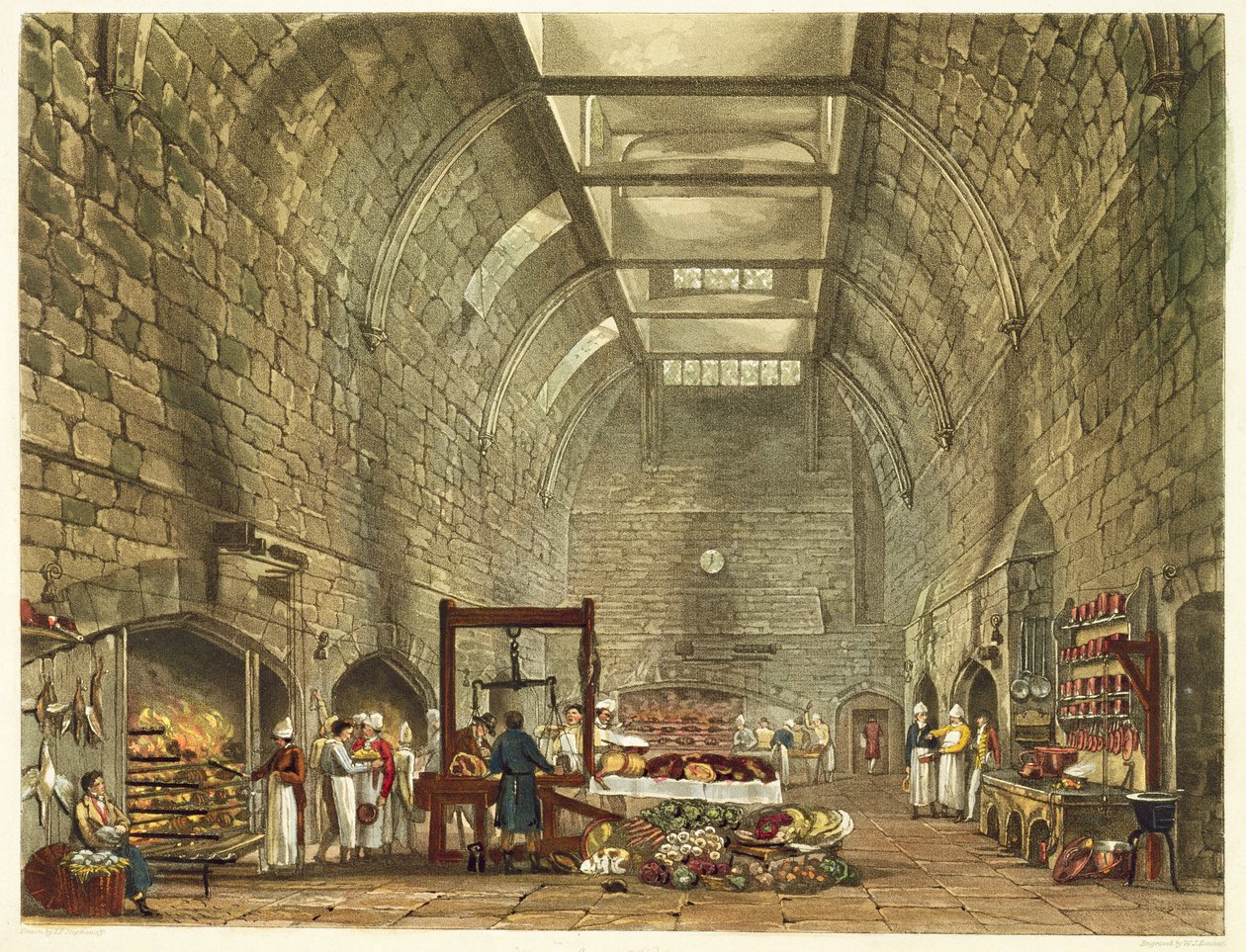 Ancient Kitchen, Windsor Castle, engraved by William James Bennett from ...