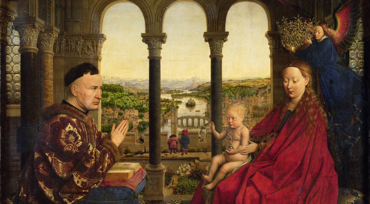 The Rolin Madonna (detail) by Jan van Eyck: Fine art print