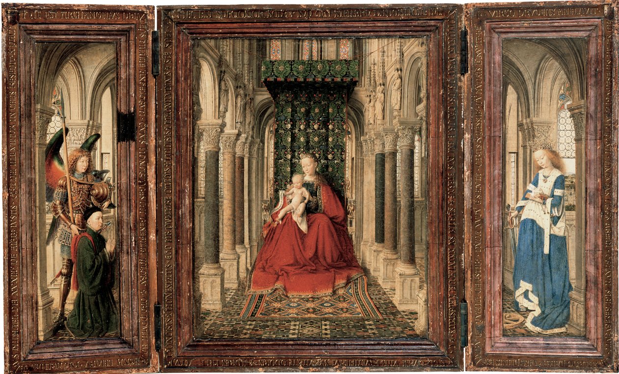 Triptych of Mary and Child, St. Michael, and St. Catherine