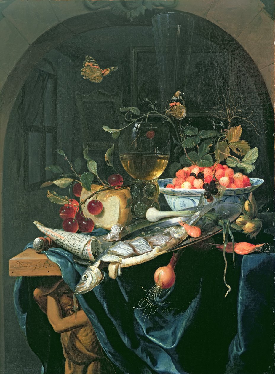 Still Life with Fish Platter by Jan Mortel: Fine art print