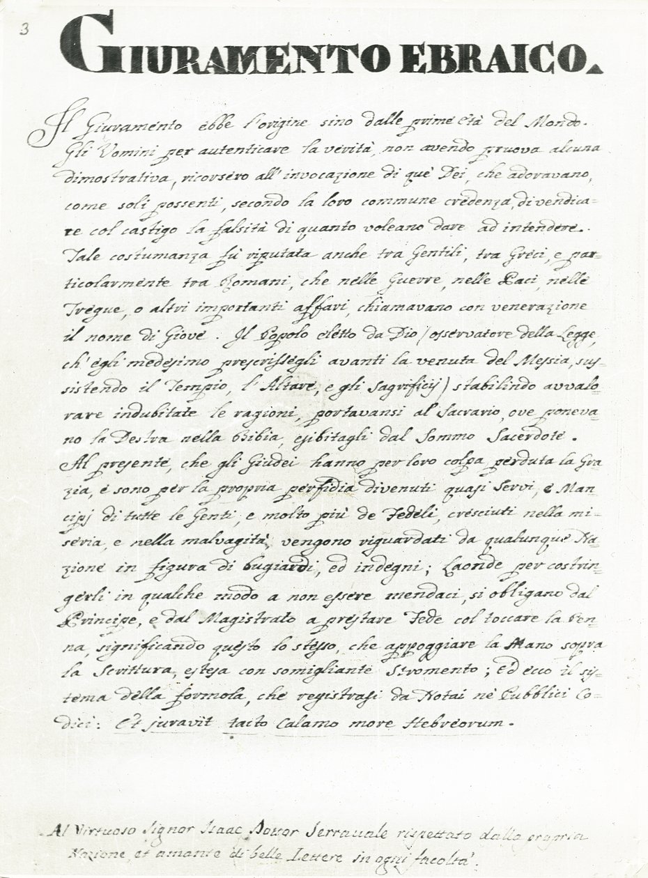 Jewish Oath, page from 'Gli abiti dei Veneziani'