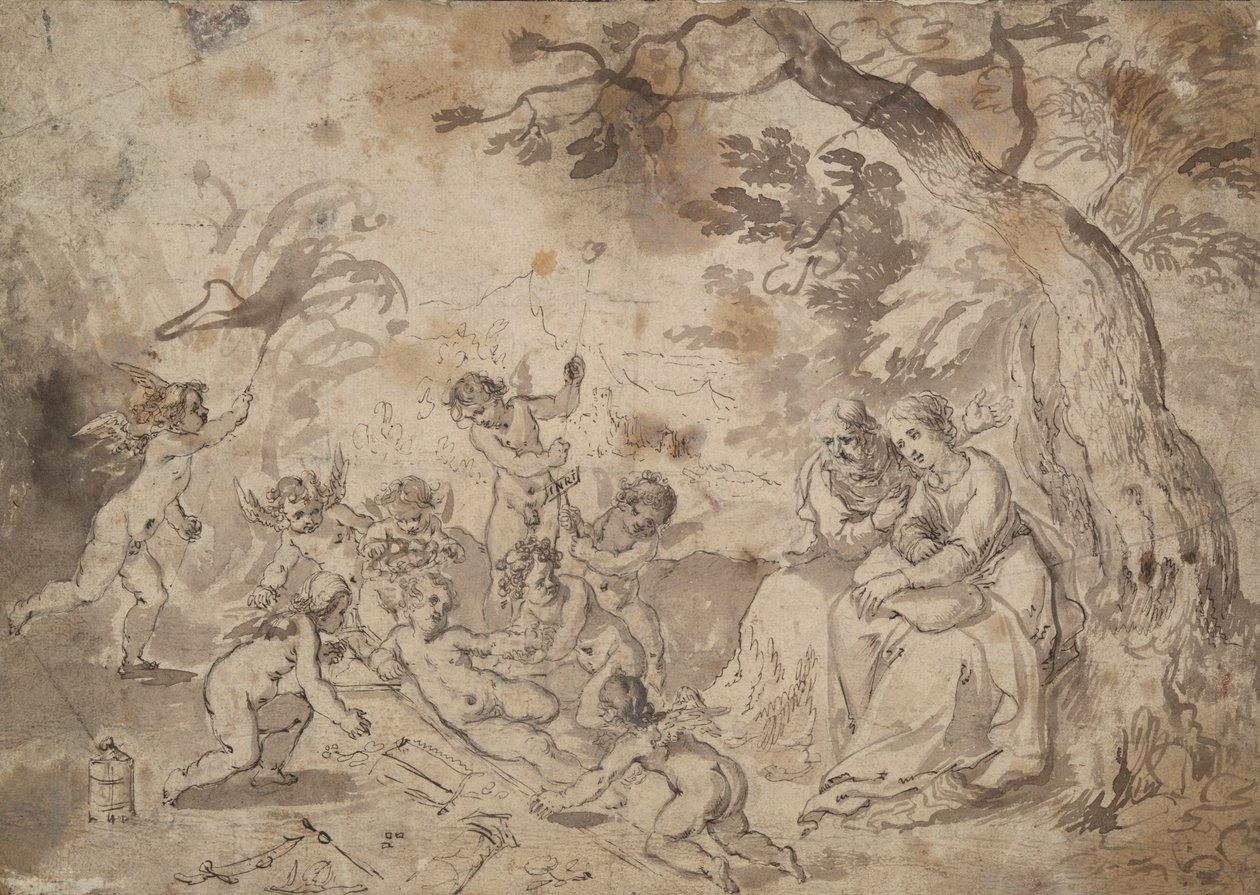 The Virgin Mary and St. Joseph and the Christ Child, St. John, and ...