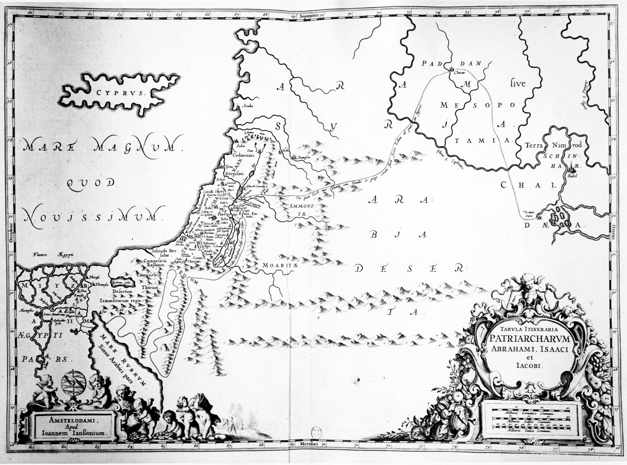 Map of the travels of Abraham, Isaac and Jacob, 1652