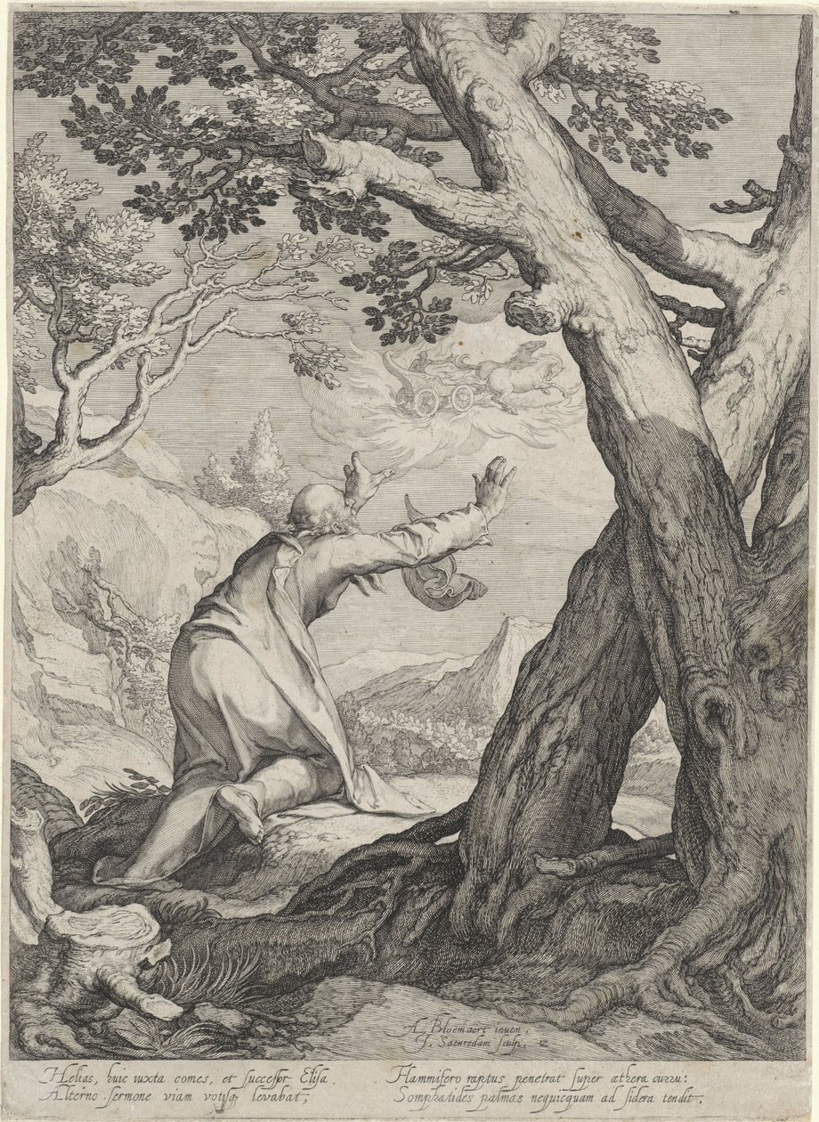 Elijah Leaves the World in a Fiery Chariot and Leaves His Mantle for Elisha