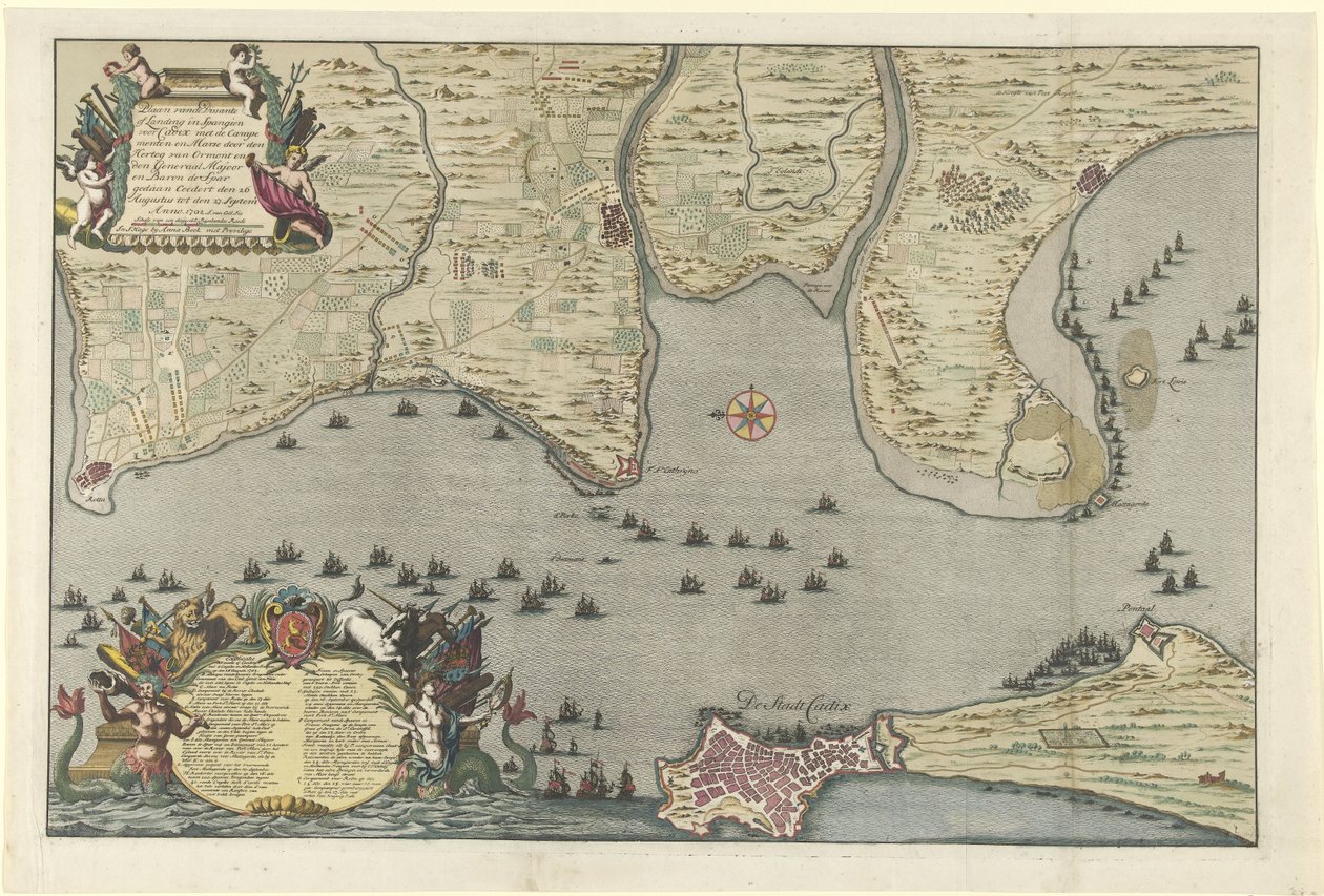 Map of the Landing and Expedition of the Allies at Cadiz, 1702