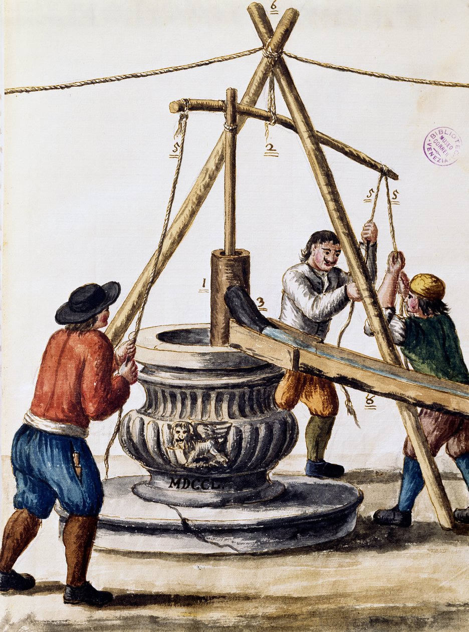 Digging well, illustration from Illustrated book of Venetian costumes ...