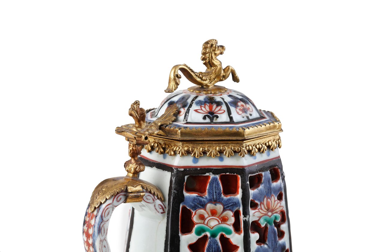 A Rare Elegantly Mounted Imari Coffee Pot and Cover