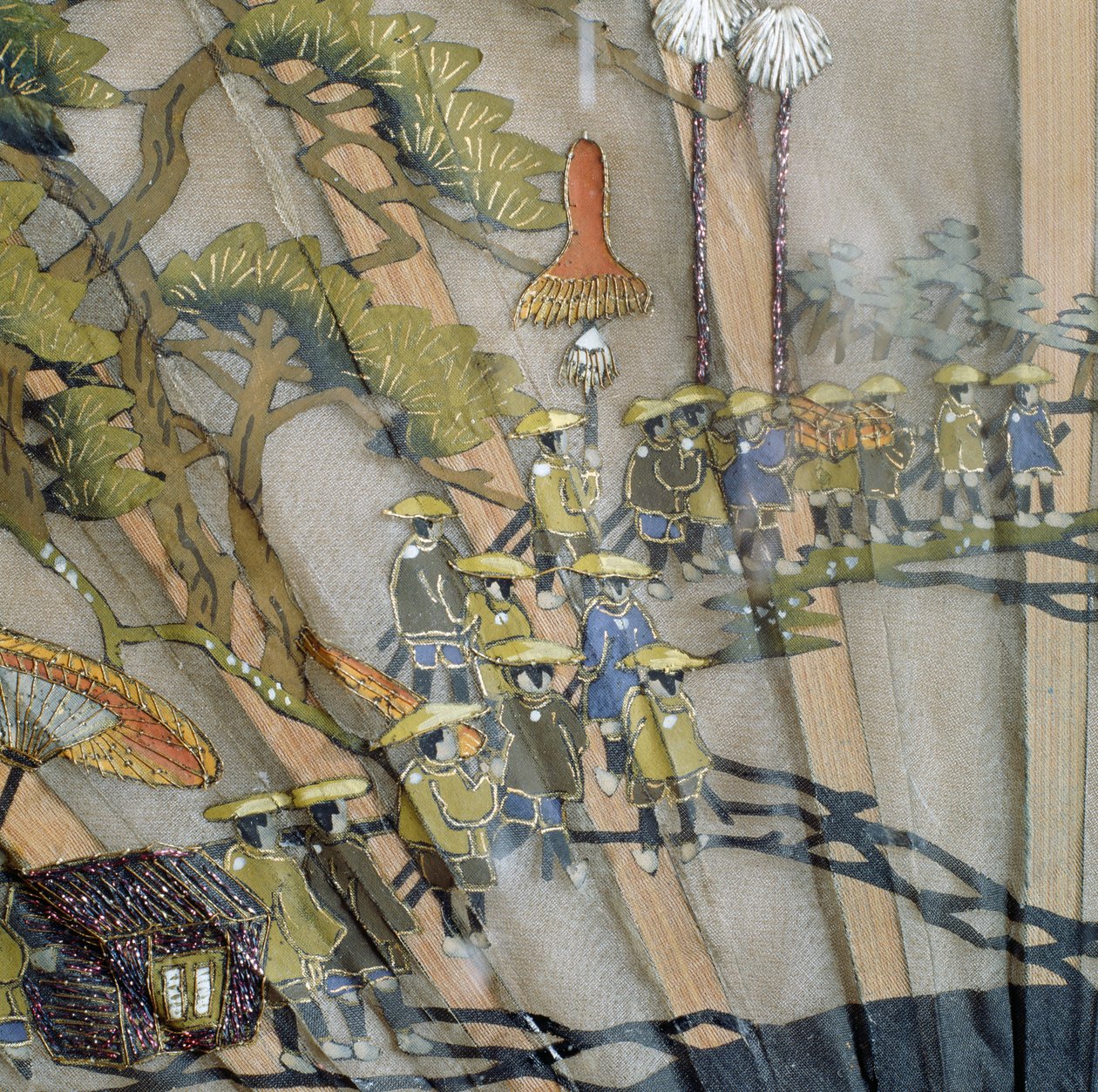 Fan with Guard and Black Lacquer Slats with Mother of Pearl Inlay ...