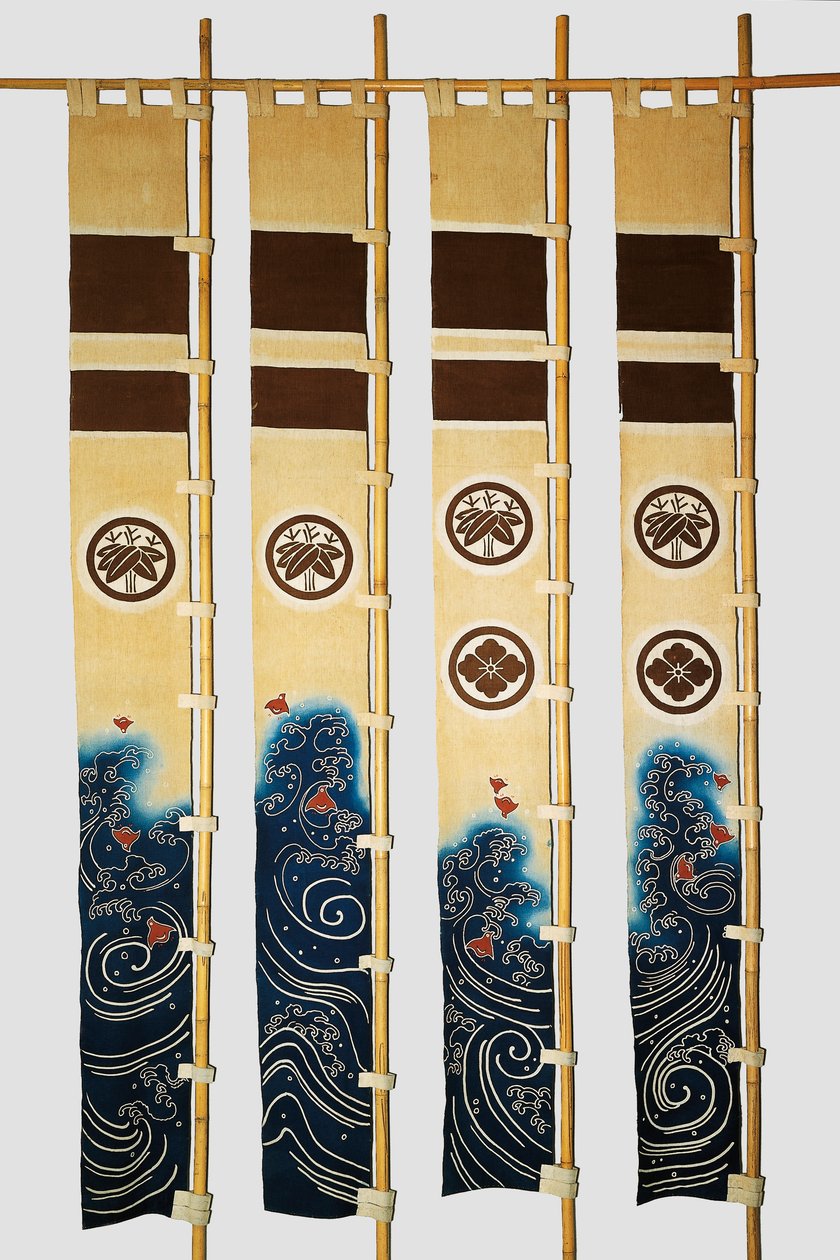 Four Banners with Motifs Depicting Plovers in Waves, Family Crests ...