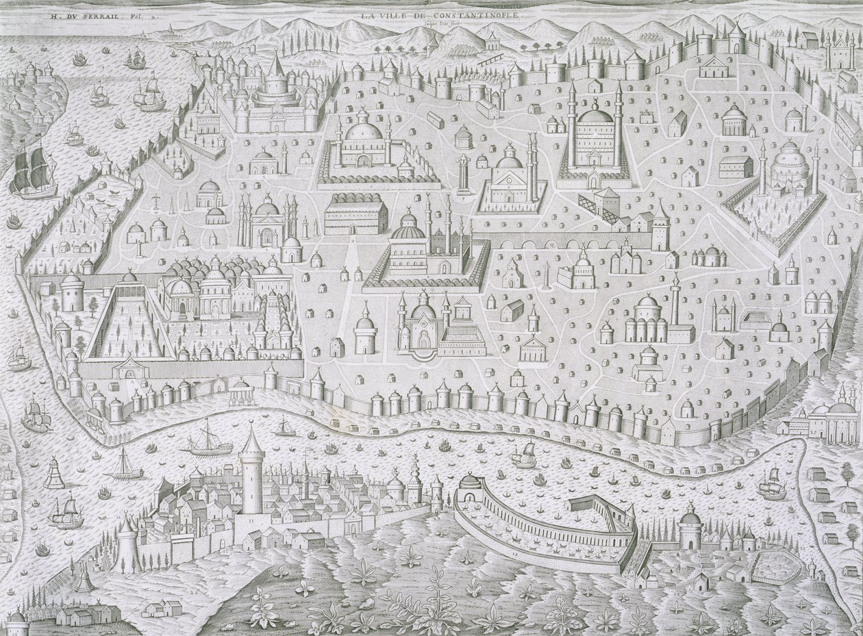 Town Map of Constantinople, Turkey, c.1650
