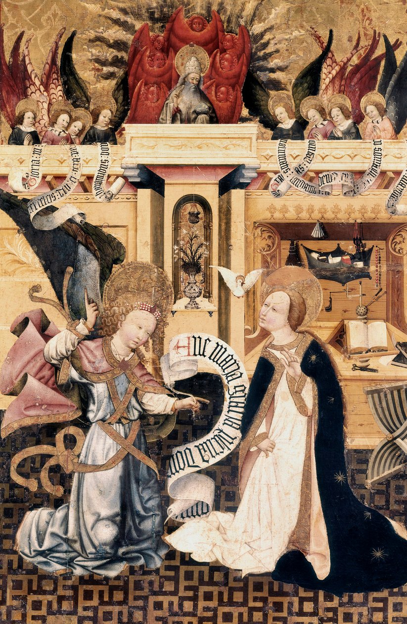 Annunciation and God the Father surrounded by angels, altarpiece