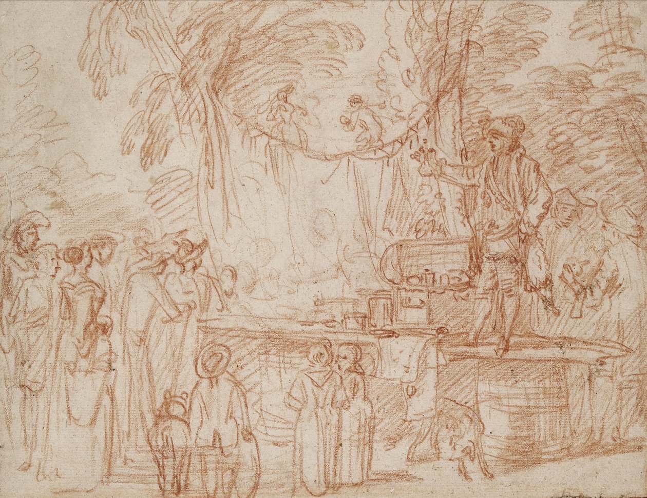 Quack Doctor Selling His Wares in the Open Air