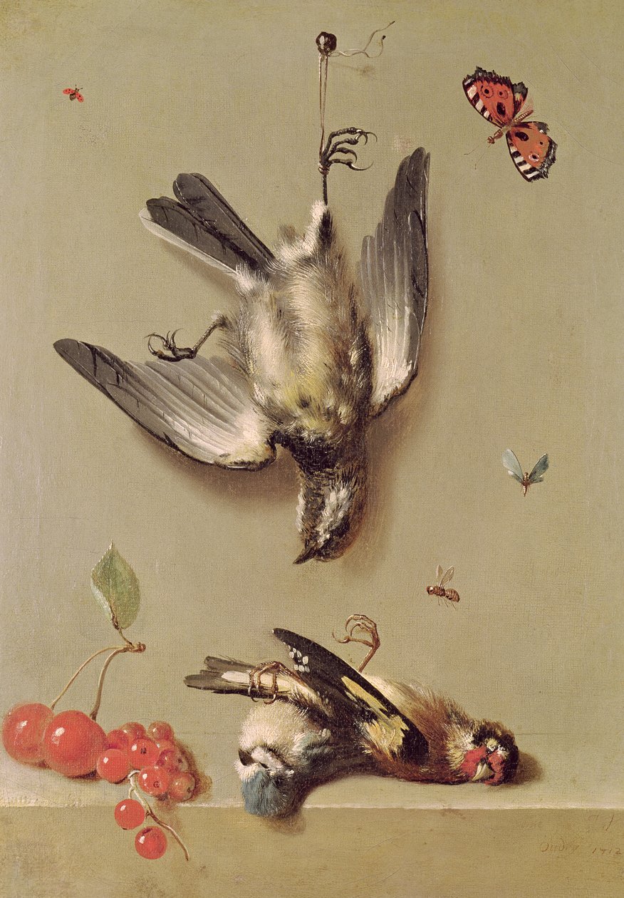 Still Life of Dead Birds and Cherries by Jean Baptiste Oudry