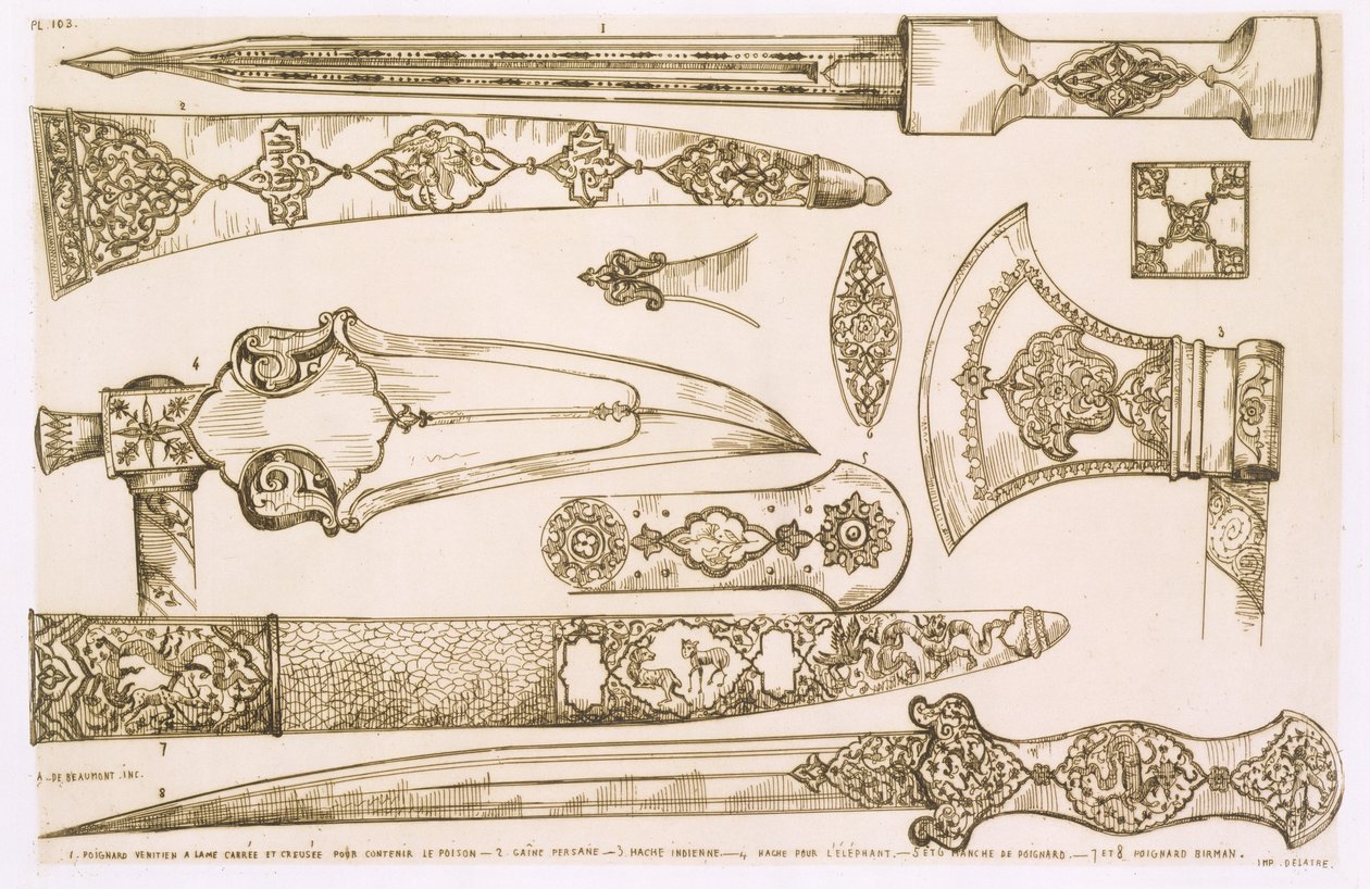 Islamic and Moorish Designs for Knife Blades, from 'Art and Industry ...