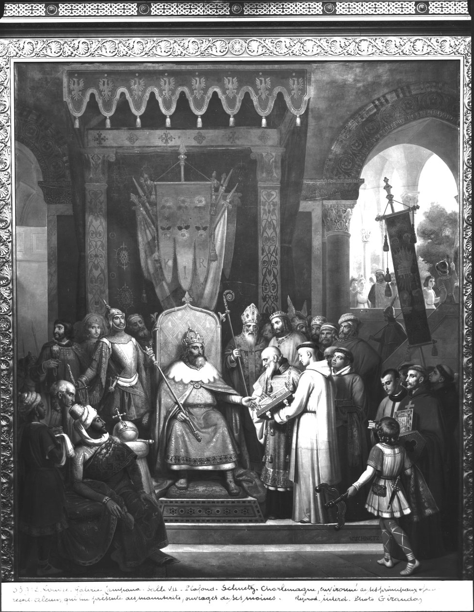 Emperor Charlemagne Surrounded by His Principal Officers, Receiving Alcuin